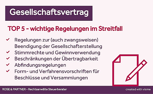 Gesellschaftsvertrag - Klauseln, Formalien, Änderungen